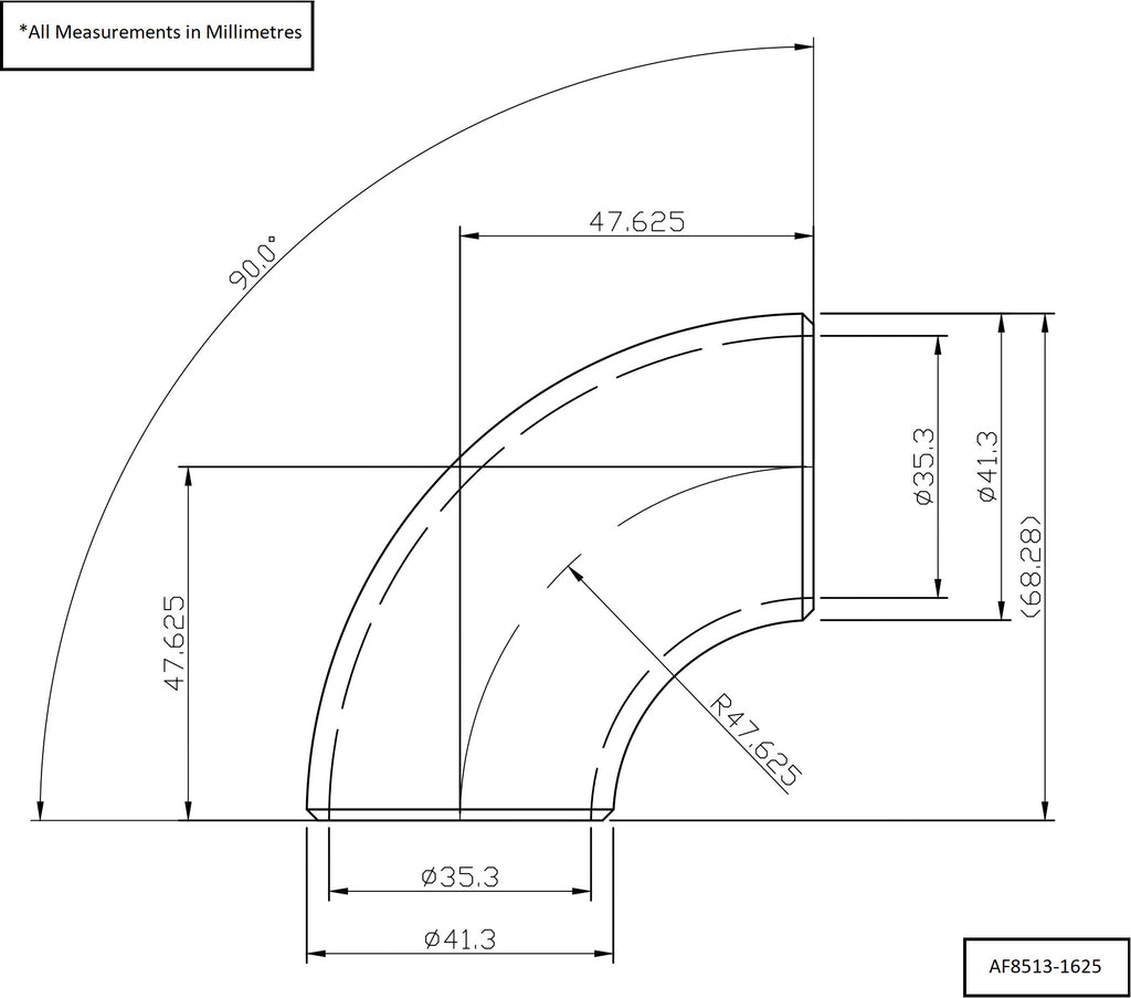 AeroFlow=1-3/8" (35mm) Steam Pipe Tube 90 Degree Bend 1.5D Radius 1/8 ...