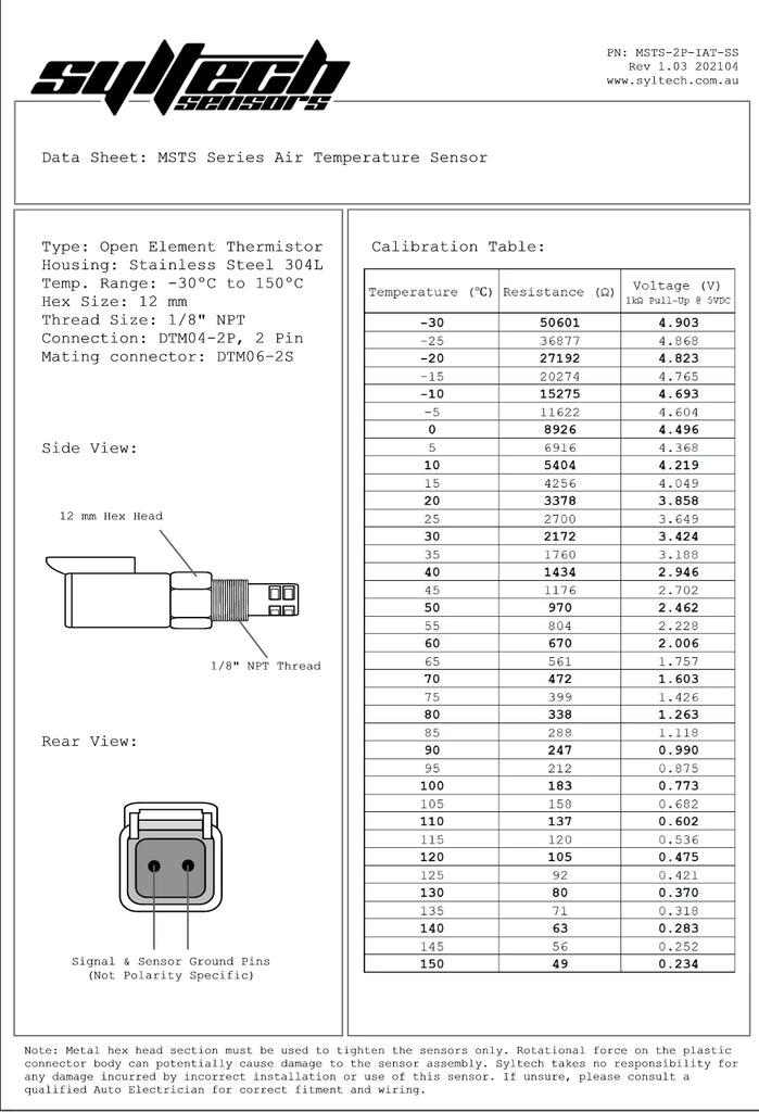 Syltech Msts Ss Series Motorsport Stainless Steel Temp Sensors Drift Racing Industries