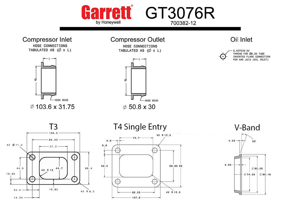 Garrett GT3076R-56T Turbocharger V-Band In/Out Dual Entry – Drift ...