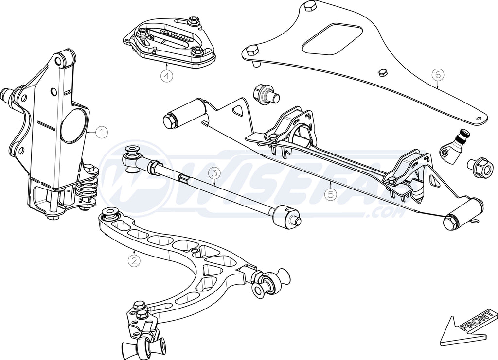 WISEFAB=Nissan S14 S15 Front V2 Drift Angle Lock Kit with Rack Relocat ...