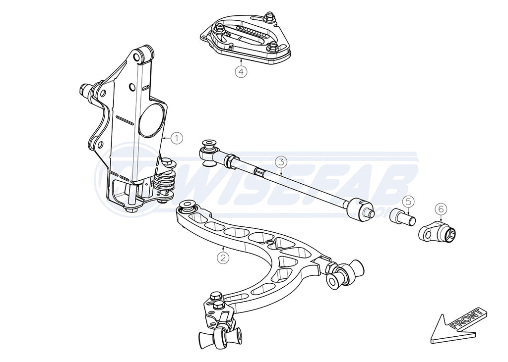 WISEFAB=Nissan S14 S15 Front V2 Drift Angle Lock Kit with Rack Offset ...
